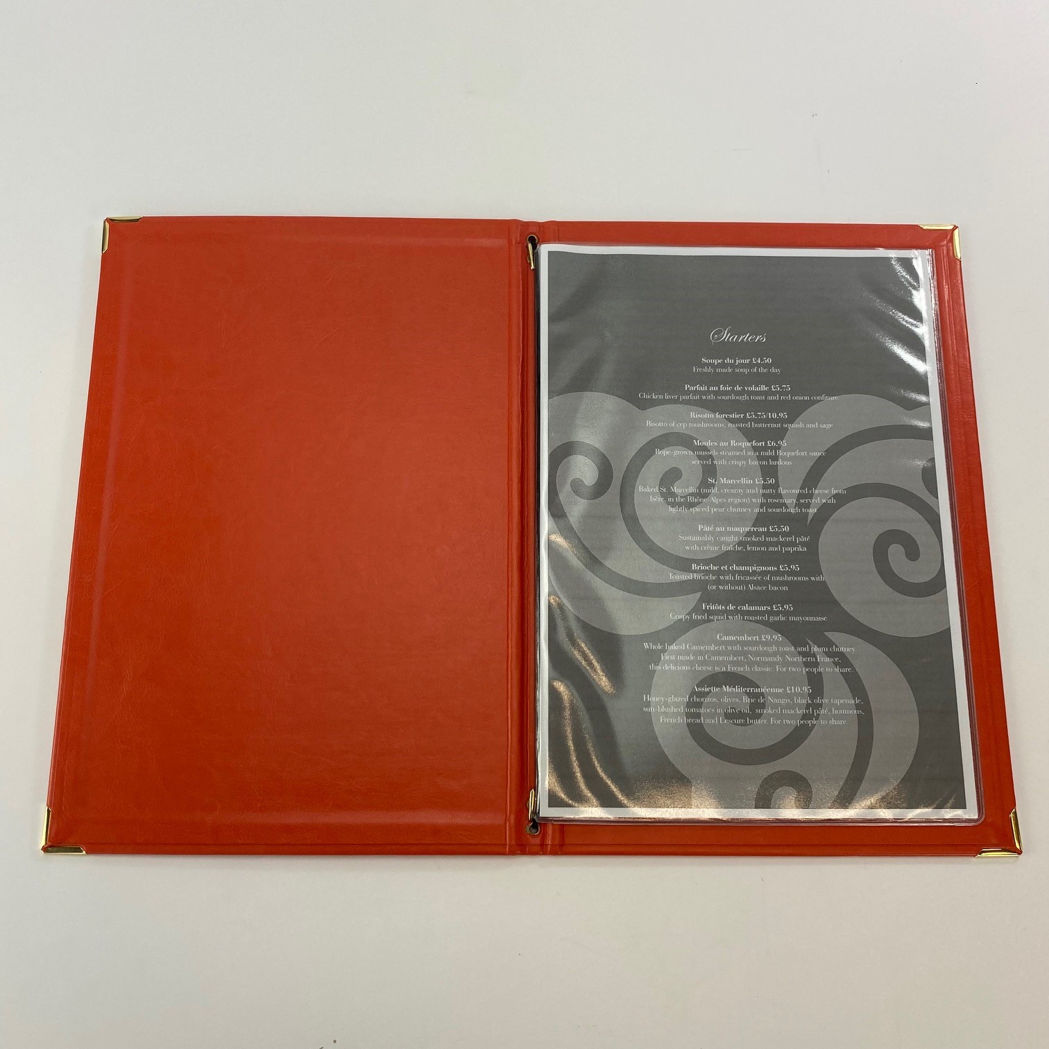 A4 Kensington Orange Menu Covers (IT130) from Menushop