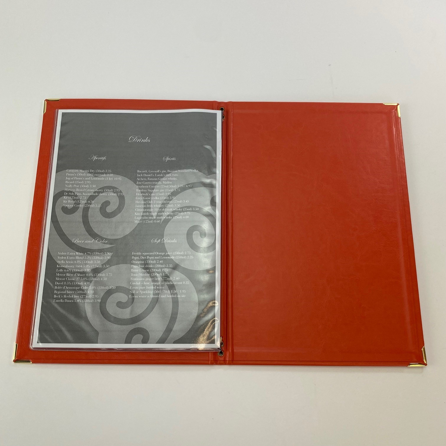 A4 Kensington Orange Menu Covers (IT130) from Menushop