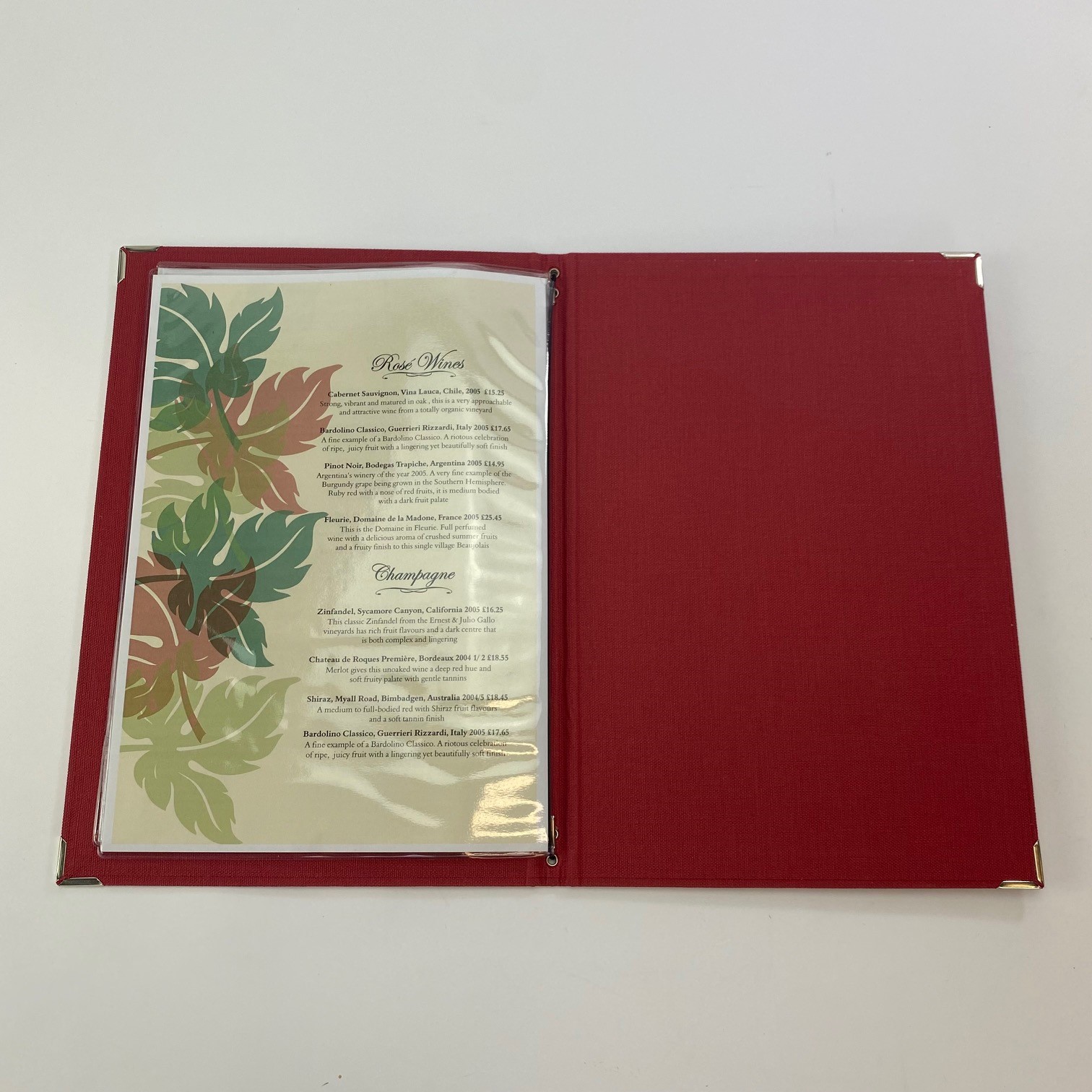 A4 Winchester Red Menu Covers (IT131) from Menushop